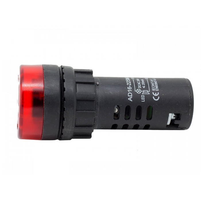 Flashing Red Pilat LED Buzzer 22mm 12V - Panel Mount - Continuous Beep ...