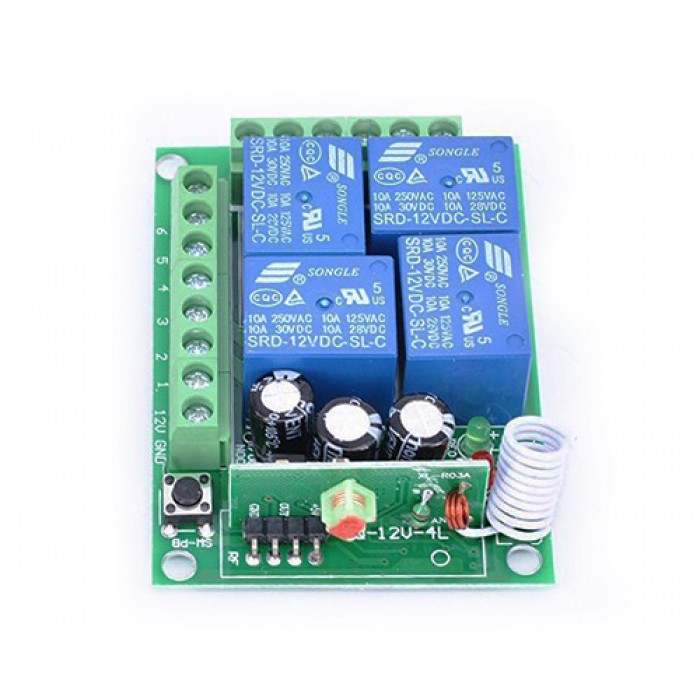 Wireless 4 Channel RF 315 / 433MHz Remote Receiver DC12V (Momentary ...