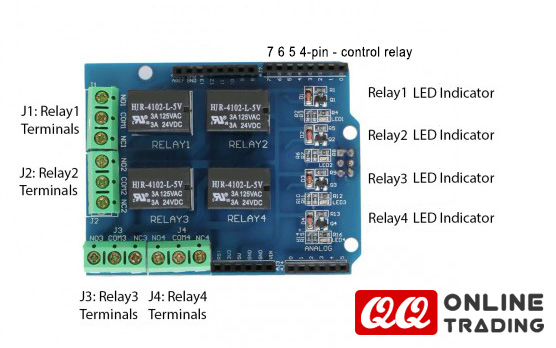 Relay Shield 4 Channel for Arduino UNO | QQ Online Trading